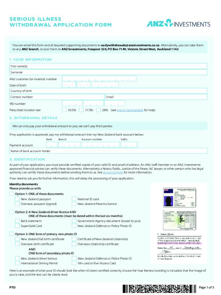 Fillable Online Serious Illness Withdrawal Form - ANZ Fax Email Print ...