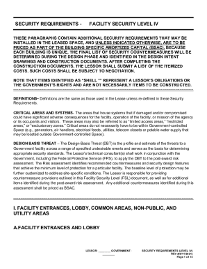 Fillable Online Security Requirements - Facility Security Level IV ...