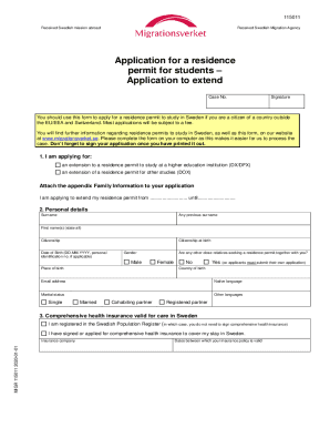 Fillable Online Fillable Online Application for a Swedish residence ...