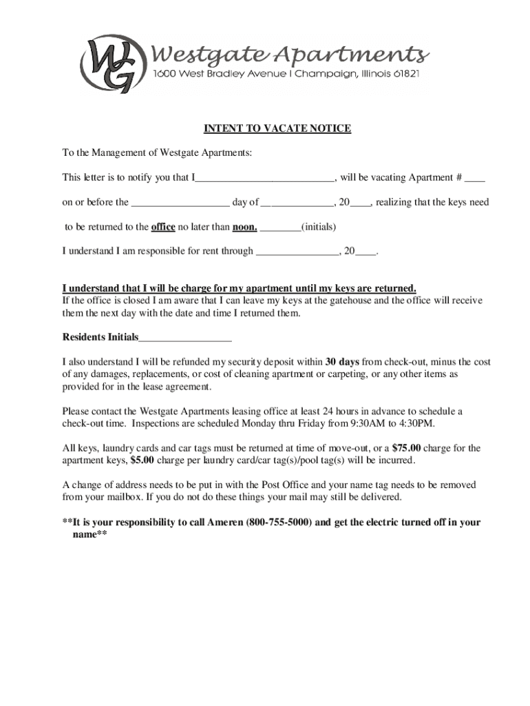 Fillable Online Writing an Intent to Leave Apartment Letter (with ...