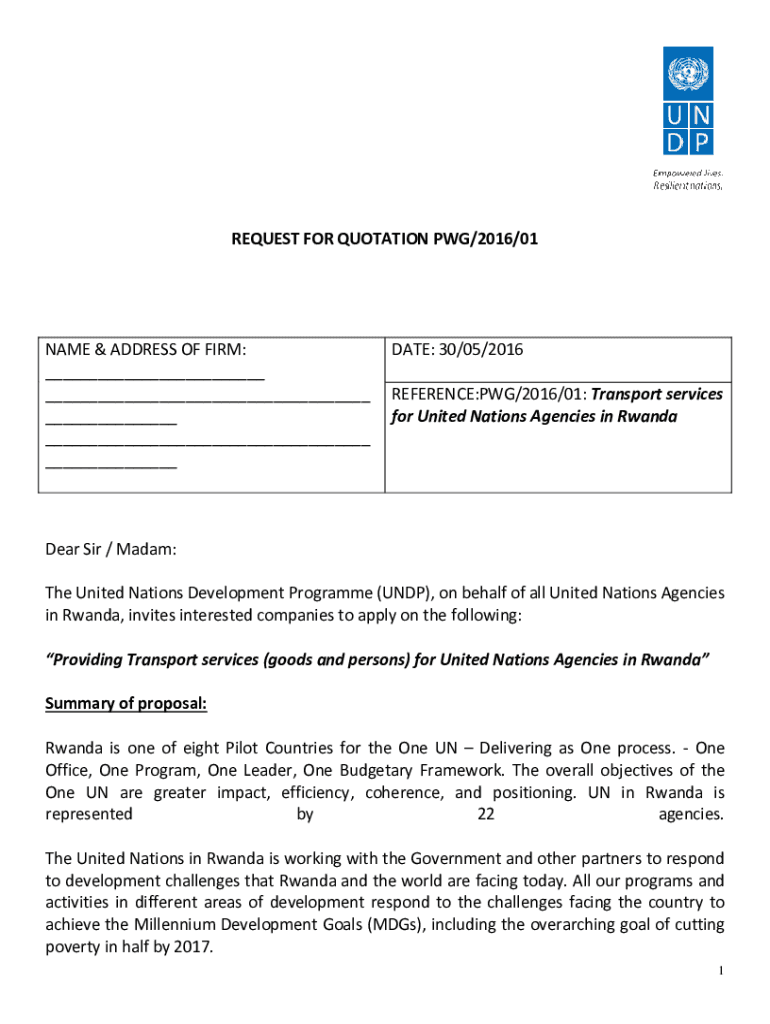 Fillable Online Request for Quotation - Transport services.doc Fax ...
