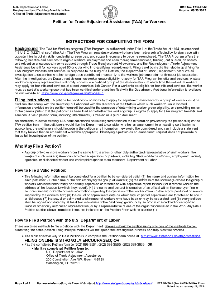 Fillable Online Get the free U.S. Department of Labor OMB No. 1205-0342 ...