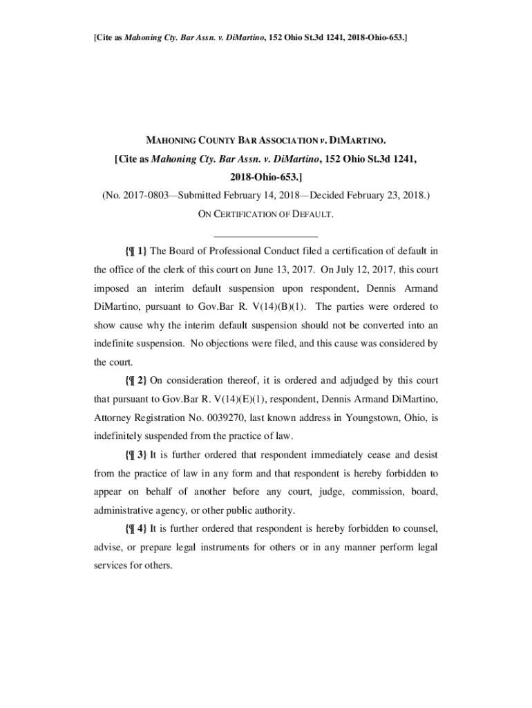 Fillable Online Mahoning Cty. Bar Assn. v. DiMartino - Ohio Supreme ...