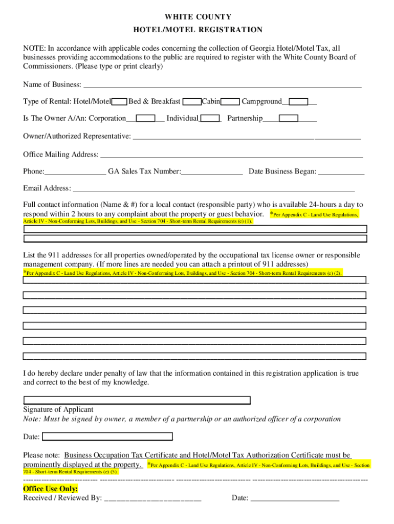 Fillable Online Hotel Motel Registration Form NEW Fax Email Print ...
