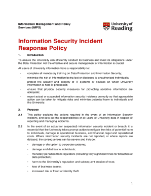 Fillable Online Information Security Incident Response Policy v1.0 ...
