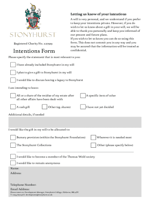 Fillable Online Intentions Form Fax Email Print - pdfFiller