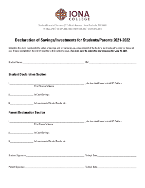 Fillable Online Declaration of Savings-Investments Form Fax Email Print ...