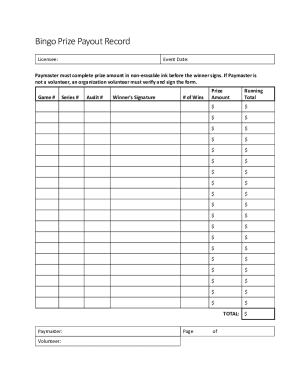 Fillable Online Bingo Forms Fax Email Print - pdfFiller