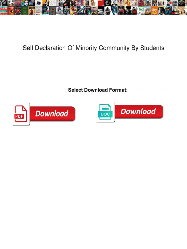 Fillable Online Self Declaration Of Minority Community By Students. Self Declaration Of Minority ...