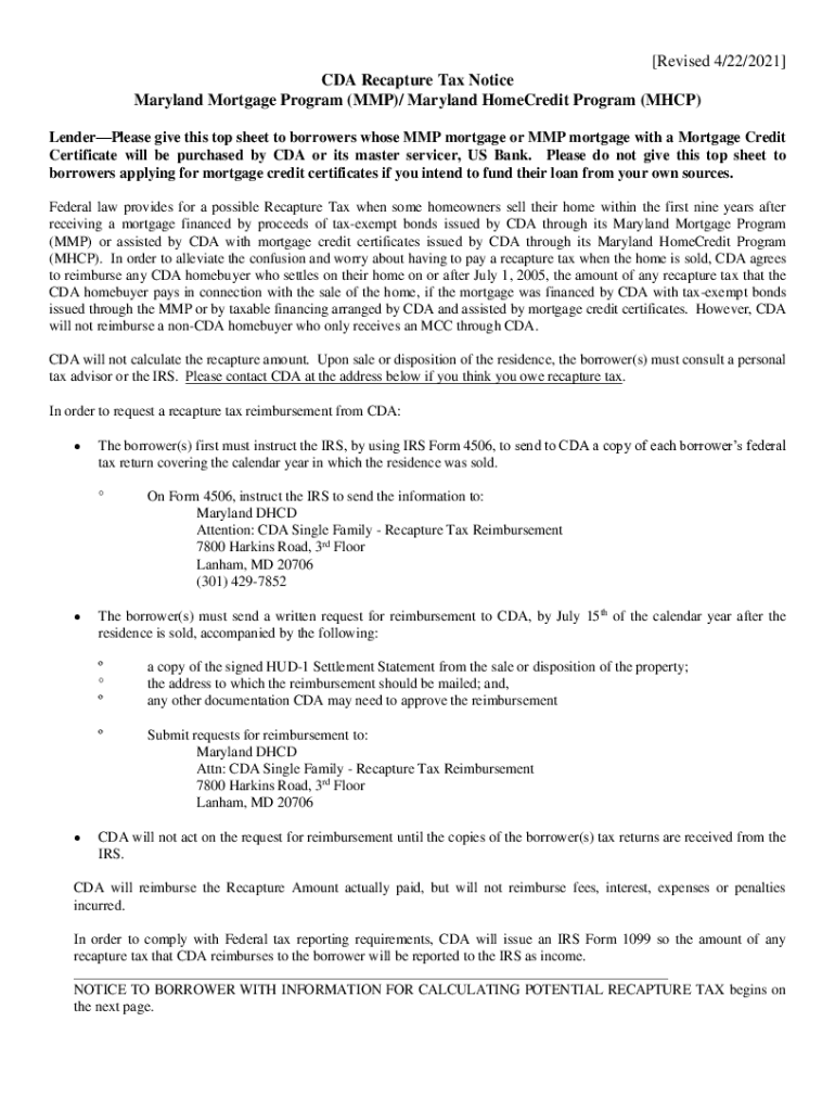 Fillable Online Fillable Online CDA Recapture Tax Notice Fax Email Print ... Fax Email Print ...