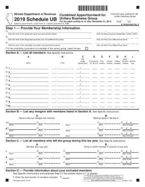 Fillable Online www2 illinois 2019 Schedule UB, Combined Apportionment ...