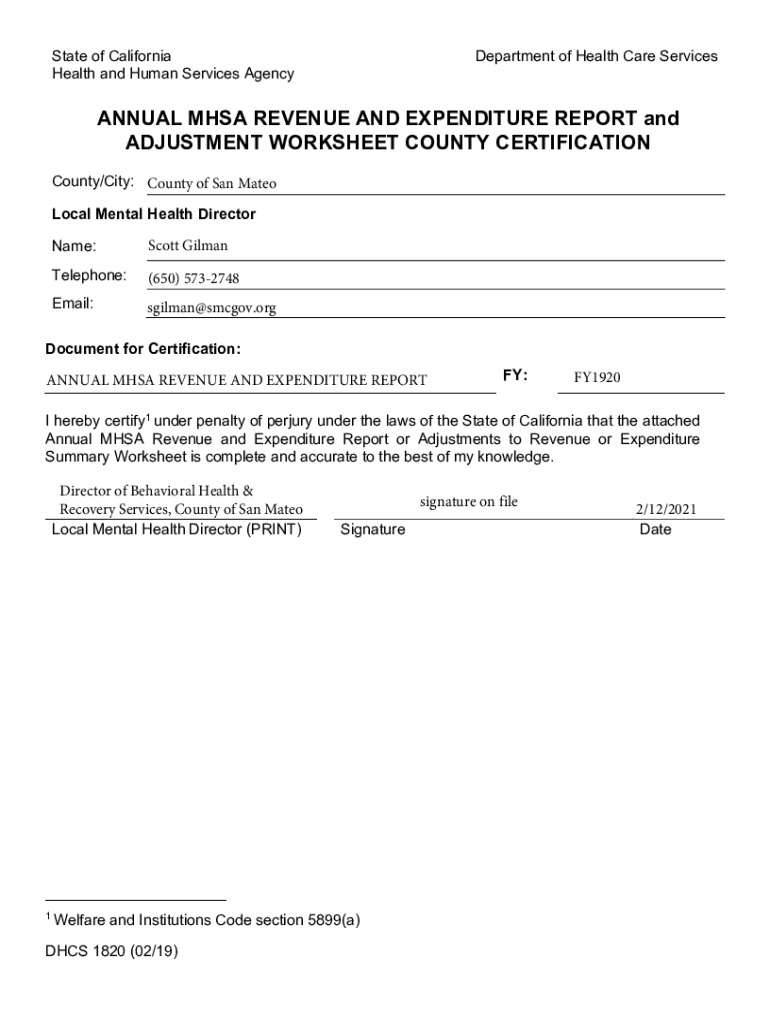 Fillable Online Annual-Revenue-and-Expenditure-Reports-by-County - DHCS ...