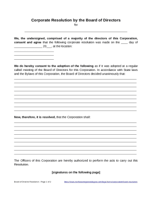Fillable Online Sample Corporate Resolution for Signing Authority ...