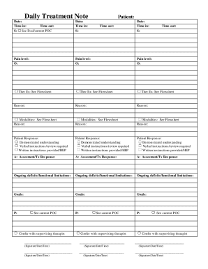 Fillable Online Treatment Notes and Progress Notes Using a Modified ...