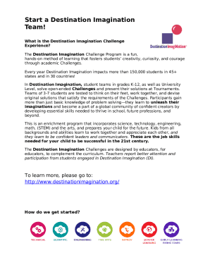 Start a Team 20-21 - Destination ImaginationTeam Challenges ...
