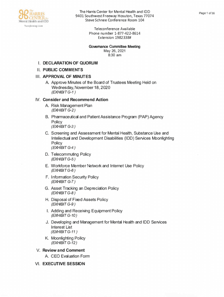 Fillable Online The HARRIS CENTER Mental Health and IDD EHR Project ...