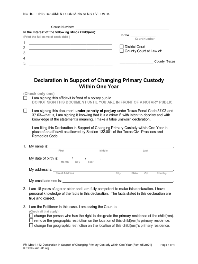 Fillable Online PETITION TO MODIFY CUSTODY INSTRUCTION SHEET USE THIS ...