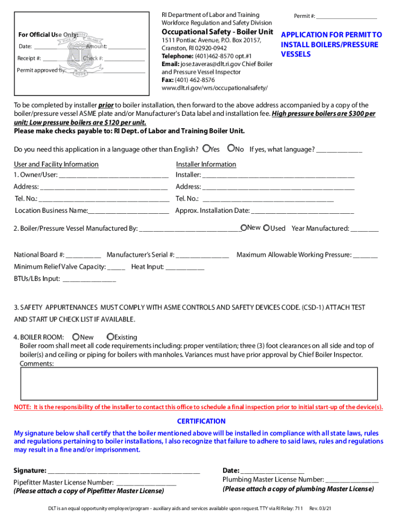 Fillable Online dlt ri Workforce Regulation and Safety - RI Department ...