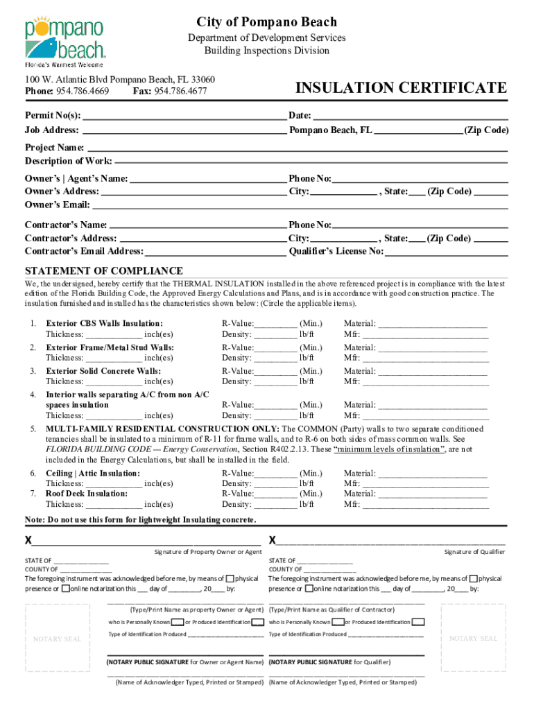 Fillable Online Insulation Certificate.docx Fax Email Print - pdfFiller