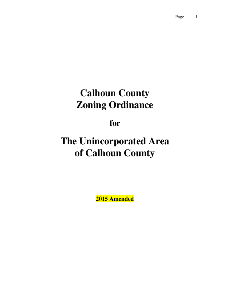 Fillable Online Calhoun County Zoning Ordinance The Unincorporated Area ...