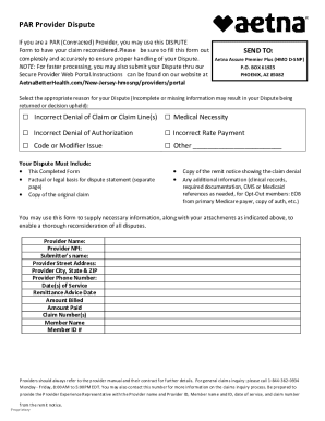 Fillable Online Provider Complaint Appeal Request - Aetna Fax Email ...