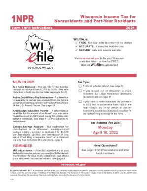 Fillable Online Form 1NPR Nonresident And Part-year Resident Income Tax ...
