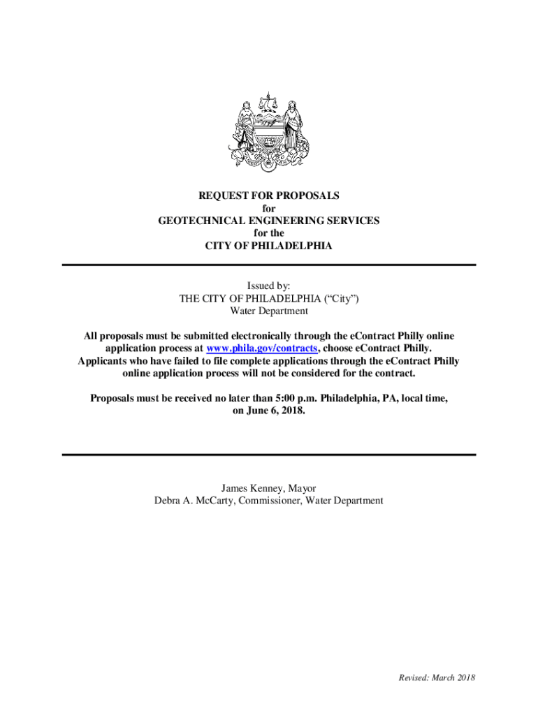 Fillable Online REQUEST FOR PROPOSAL for GEOTECHNICAL ENGINEERING ...