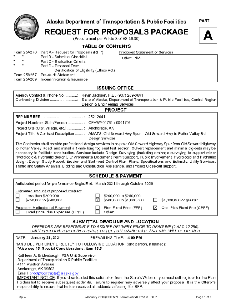 Fillable Online dot alaska Request for Proposals, CSP - Alaska ...
