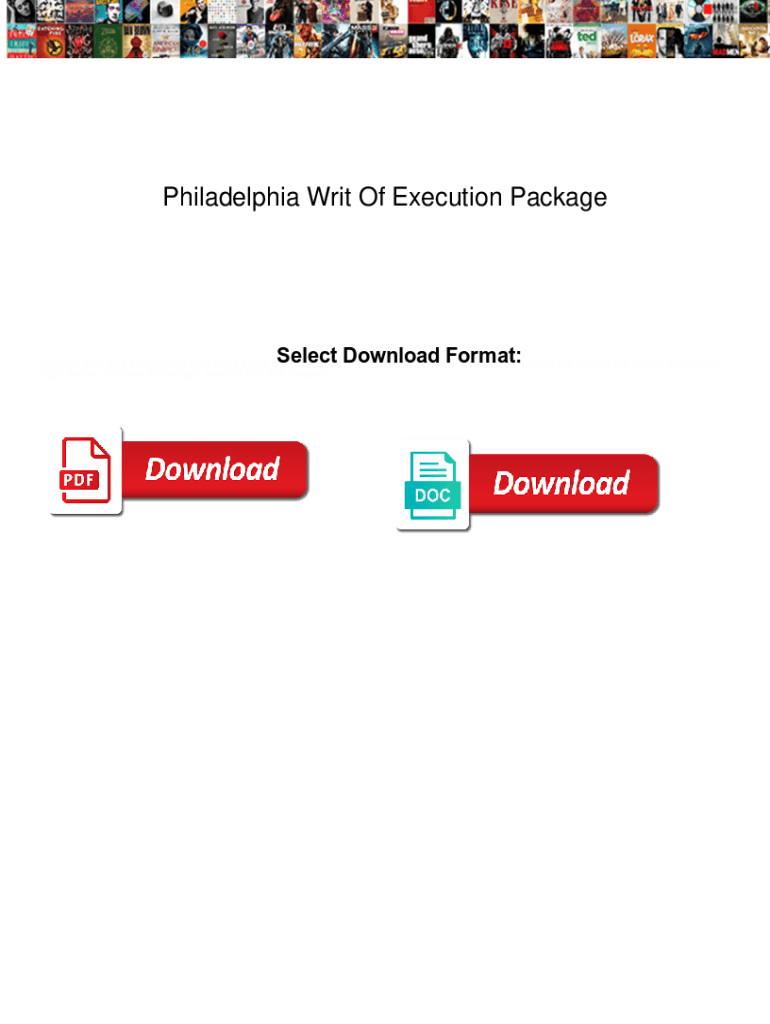 Fillable Online Philadelphia Writ Of Execution Package. Philadelphia ...