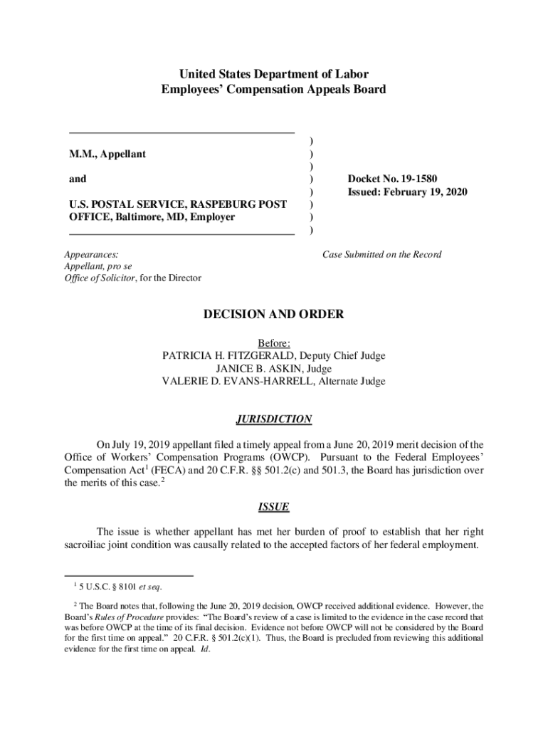 Fillable Online 19-1580: M.M. and U.S. POSTAL SERVICE, RASPEBURG ...