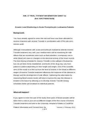 AML 17 TRIAL: PATIENT INATION SHEET 4 Doc Template | pdfFiller