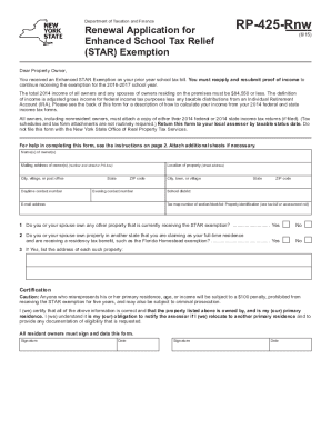 Fillable Online Form RP-425-E Application for Enhanced STAR Exemption ...