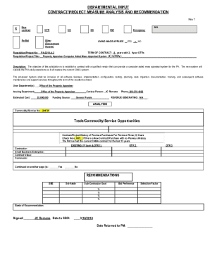 Fillable Online DEPARTMENTAL INPUT CONTRACT/PROJECT MEASURE ... Fax ...