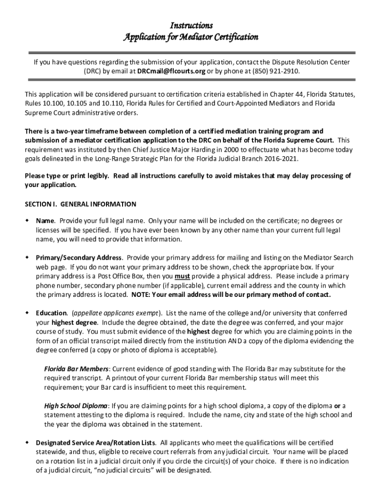 Fillable Online labor fiu labor.fiu.edumediation-application-1Instructions Application for ...