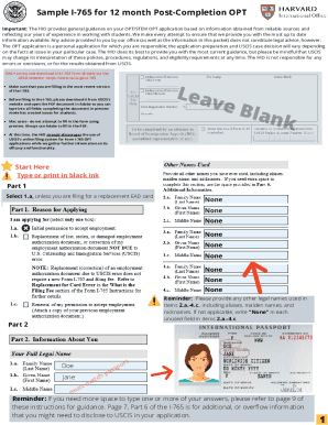Fillable Online Sample I-765 for 12 month Post-Completion OPT Fax Email ...