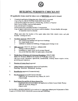 Fillable Online Village of Virginia Gardens. Building Permits Checklist ...
