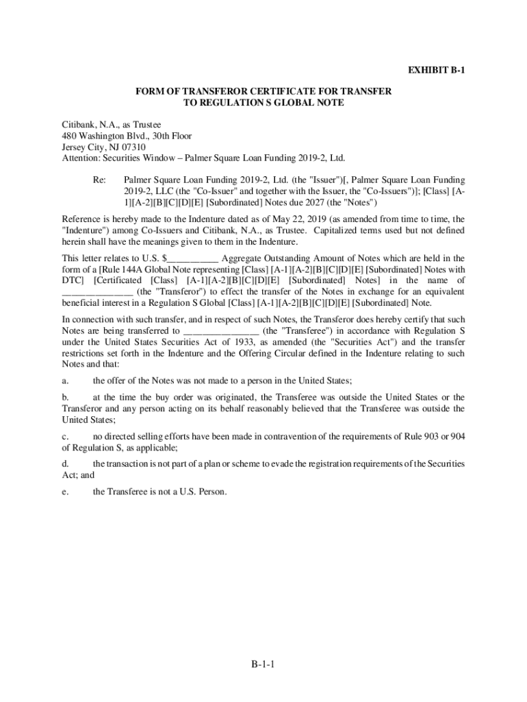 Fillable Online www.citibank.commssissuersvcsEXHIBIT B-1 FORM OF TRANSFEROR CERTIFICATE FOR ...