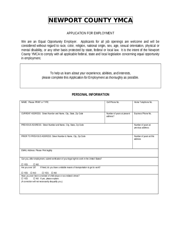 Cannon Memorial YMCA APPLICATION FOR EMPLOYMENT.pdf ... Doc Template ...