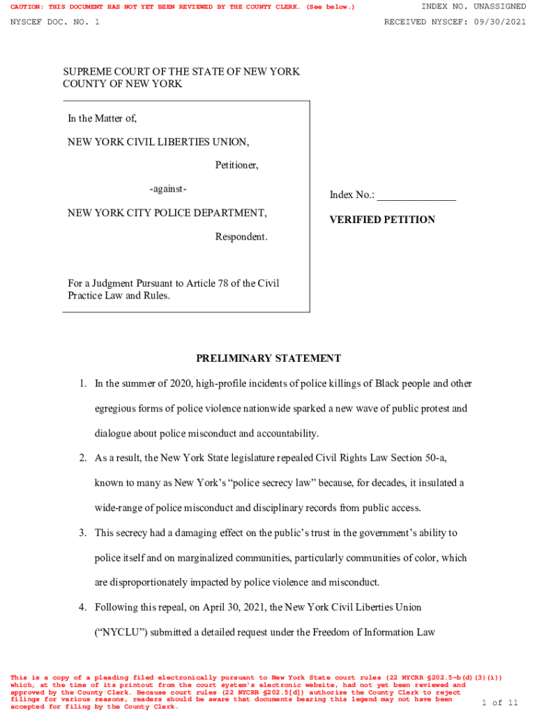 Fillable Online Fillable Online OF NEW YORK OF NEW YORK INDEX NO ...