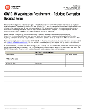 Fillable Online Request for Religious Exemption to Immunization Fax ...