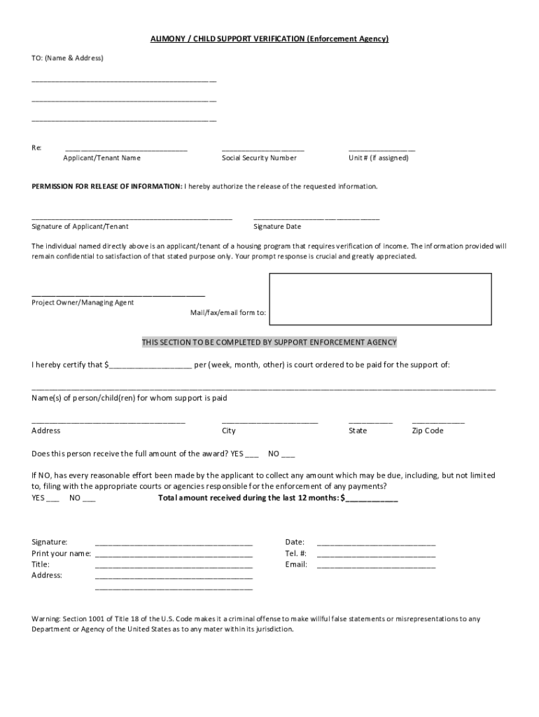 Fillable Online Child Support or Alimony Affidavit - PHFA HOMEPAGE Fax ...