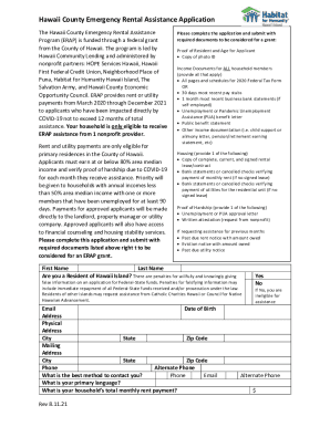 Fillable Online Hawaii County Emergency Rental Assistance Application ...