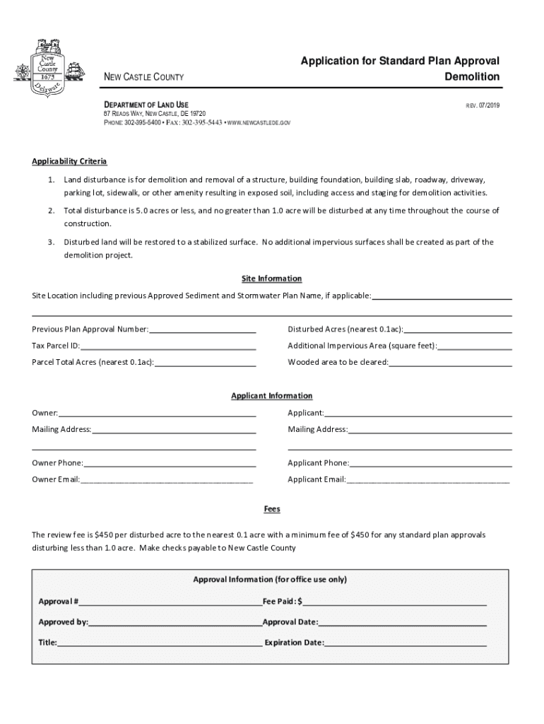 Fillable Online PDF Application for Standard Plan Approval Demolition ...