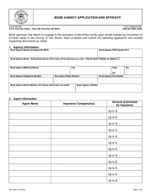 Fillable Online BOND AGENCY APPLICATION AND AFFIDAVIT Fax Email Print ...