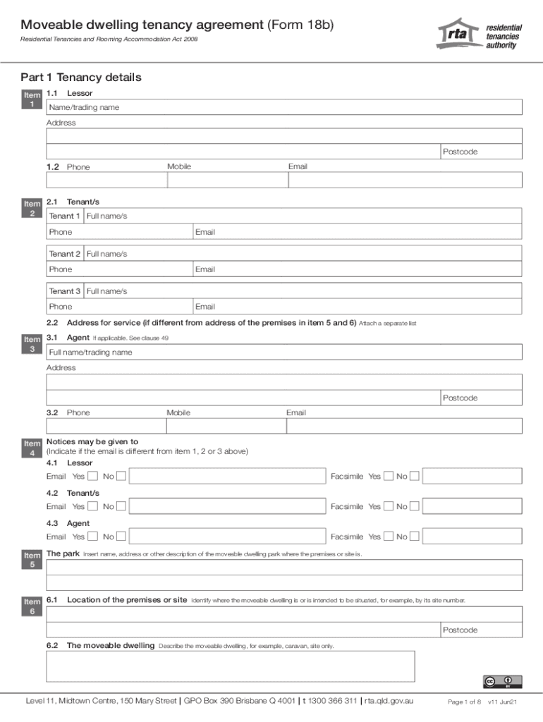 Fillable Online www.rta.qld.gov.auforms-resourcesformsMoveable dwelling ...