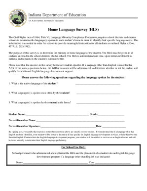 Fillable Online Home Language Survey (HLS) - lakes.k12.in.us Fax Email ...