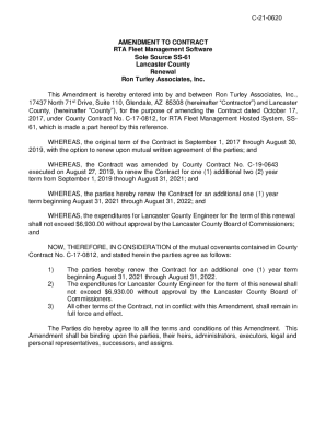 Fillable Online AMENDMENT TO CONTRACT RTA Fleet Management Software ...