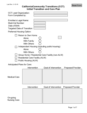 Fillable Online California Community Transitions (CCT) Initial ...