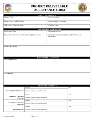 ITSD Deliverable Acceptance - Missouri - oa mo Doc Template | pdfFiller
