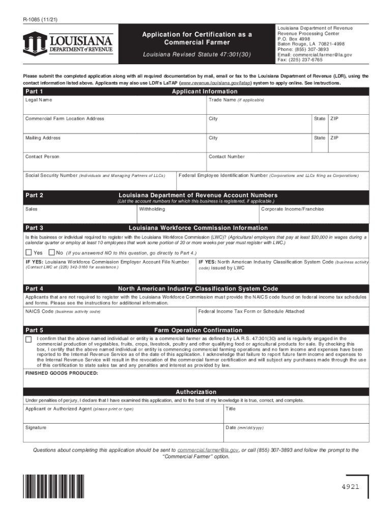 2021 Form LA R 1085 Fill Online Printable Fillable Blank PdfFiller